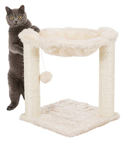 TRIXIE Baza Scratching Post with Hammock | 16" Base, Cream, Small