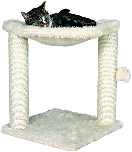 TRIXIE Baza Scratching Post with Hammock | 16" Base, Cream, Small