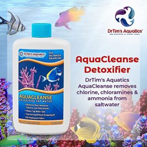 Dr. Tim’s Aquatics Saltwater AquaCleanse Tap Water Detoxifier – For Fish Tanks, Aquariums – Eliminates Toxic Chemicals, Odors – Reduces Ammonia, Chlorine, Chloramines – H20 Pure – 8 Oz.