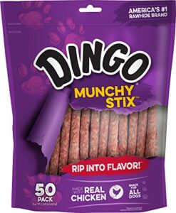 dingo munchy stix, made with real chicken, 50-count, red (p-22042)