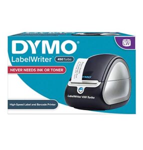 dymo label printer | labelwriter 450 turbo direct thermal label printer, fast printing, great for labeling, filing, mailing, barcodes and more, home & office organization