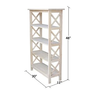 International Concepts 4-Tier X-Sided Bookcase, Unfinished