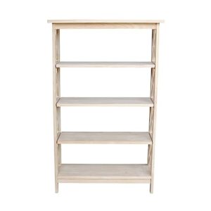 International Concepts 4-Tier X-Sided Bookcase, Unfinished