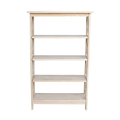 International Concepts 4-Tier X-Sided Bookcase, Unfinished