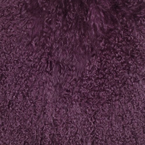 Genuine 100% Tibetan Mongolian Sheepskin Fur Throw Pillow with Pillow Insert (Purple, 18x18)