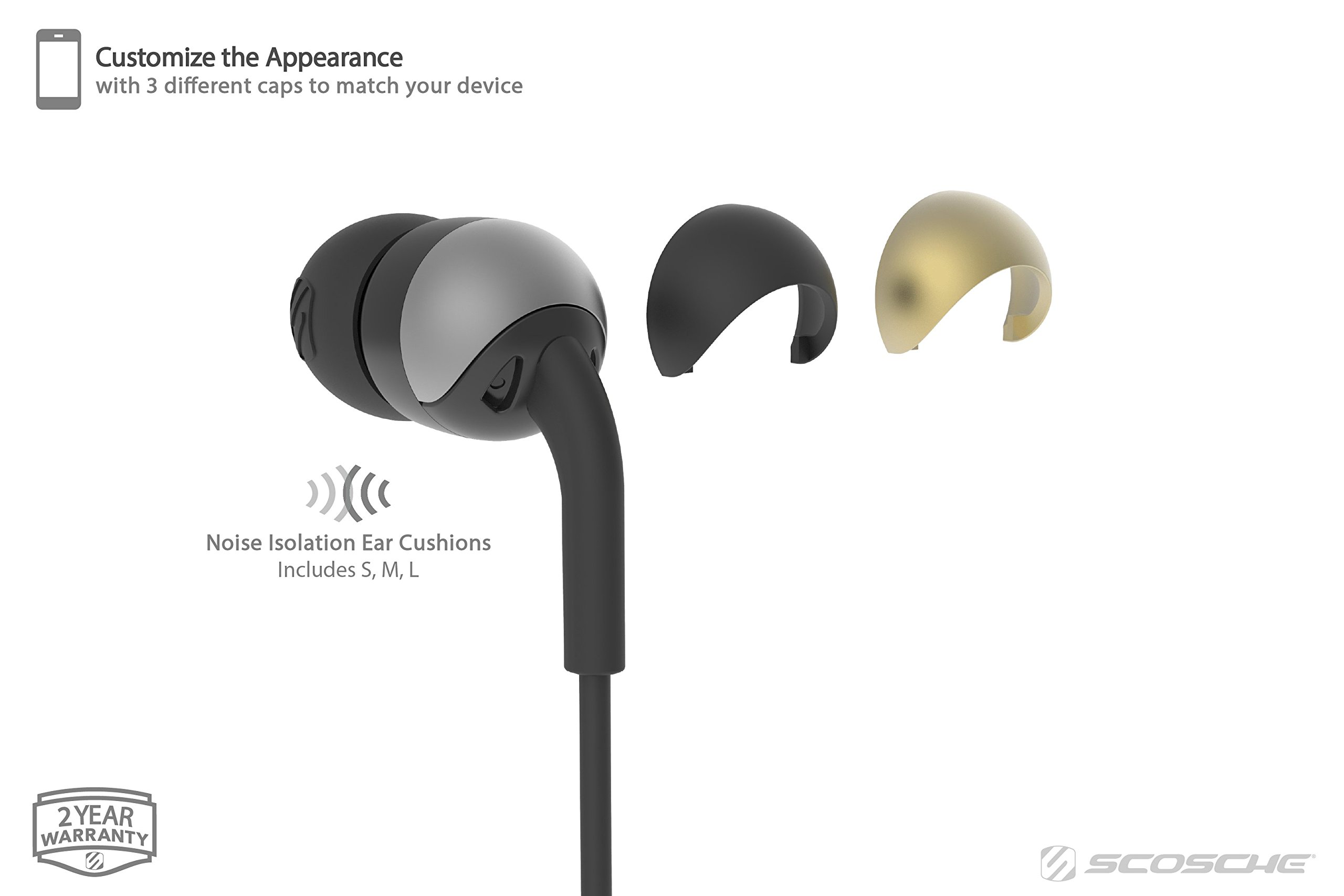 Scosche IDR301L Wired Earbuds for Apple Lightning Devices with Built-in Microphone and Remote, Black