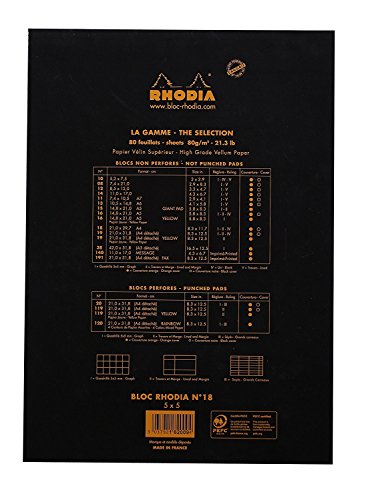 Rhodia Staplebound Pad No.18 - A4 (8.25 x 11.75 inches), Graph, Black