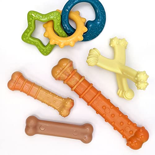 Nylabone Puppy Power Rings Chew Toy - Tough and Durable Puppy Chew Toy for Teething - Puppy Supplies - Bacon Flavor, Small (1 Count)