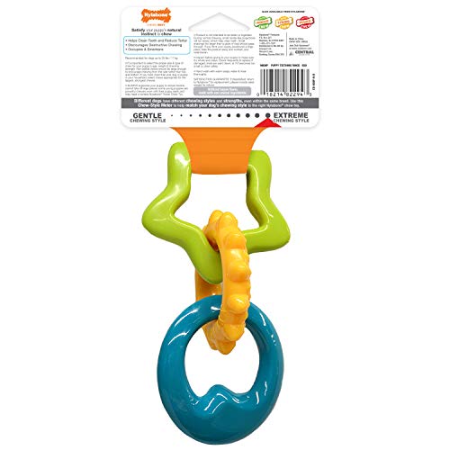 Nylabone Puppy Power Rings Chew Toy - Tough and Durable Puppy Chew Toy for Teething - Puppy Supplies - Bacon Flavor, Small (1 Count)