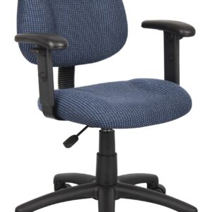 Boss Office Products Perfect Posture Delux Fabric Task Chair with Adjustable Arms in Blue