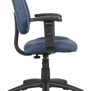 Boss Office Products Perfect Posture Delux Fabric Task Chair with Adjustable Arms in Blue