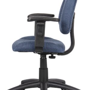 Boss Office Products Perfect Posture Delux Fabric Task Chair with Adjustable Arms in Blue