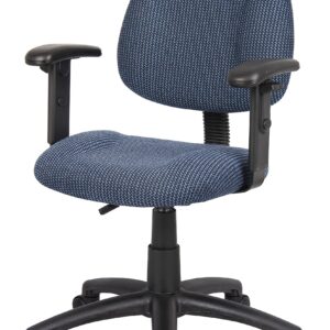 Boss Office Products Perfect Posture Delux Fabric Task Chair with Adjustable Arms in Blue