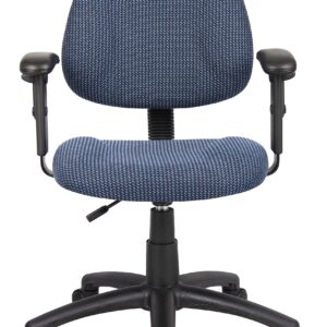 Boss Office Products Perfect Posture Delux Fabric Task Chair with Adjustable Arms in Blue