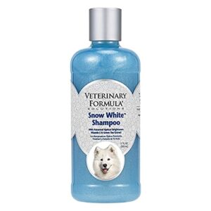 veterinary formula solutions snow white shampoo for dogs and cats, 17 oz – safely remove stains without bleach or peroxide – gently cleanses, deodorizes and brightens white coat – fresh scent