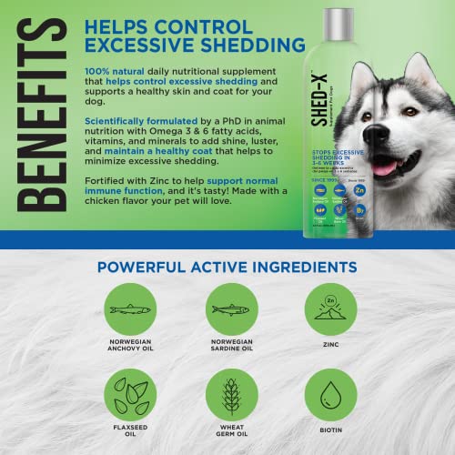 Shed-X Liquid Dog Supplement, 32oz – 100% Natural – Helps Dog Shedding, Fish Oil for Dogs Supports Skin & Coat, Dog Oil for Food with Essential Fatty Acids, Vitamins, and Minerals