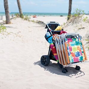 Rio Brands Wonder Wheeler Deluxe Beach Utility Foldable Cart with Removable Storage Tote, Navy