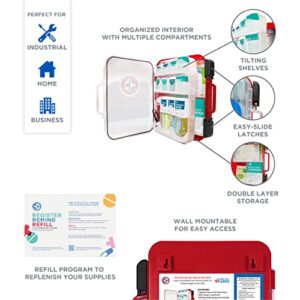 First Aid Kit Hard Red Case 326 Pieces Exceeds OSHA and ANSI Guidelines 100 People - Office, Home, Car, School, Emergency, Survival, Camping, Hunting and Sports