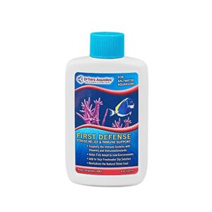 drtim’s aquatics first defense for saltwater aquariums – stress relief & immune system support with vitamins & immunostimulants for fish tanks 4 oz.