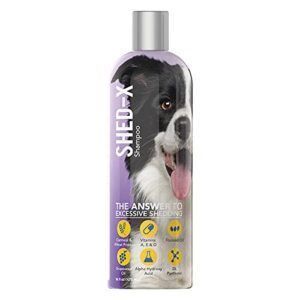 shed-x shed control shampoo for dogs, 16 oz – reduce shedding – shampoo infuses skin and coat with vitamins and antioxidants to clean, release excess hair, and exfoliate