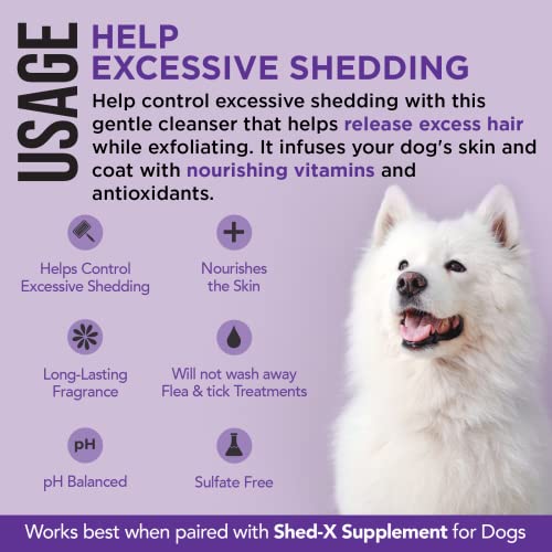 Shed-X Shed Control Shampoo for Dogs, 16 oz – Reduce Shedding – Shampoo Infuses Skin and Coat with Vitamins and Antioxidants to Clean, Release Excess Hair, and Exfoliate