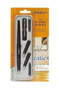 manuscript left handed nib scribe calligraphy pen and nib set, silver, 7 piece set