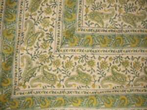 rajasthan block print paisley tapestry cotton spread 104" x 70" twin green