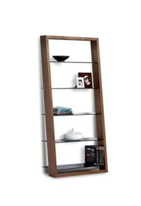 bdi eileen shelf 5156 leaning shelf, natural walnut, smoked glass