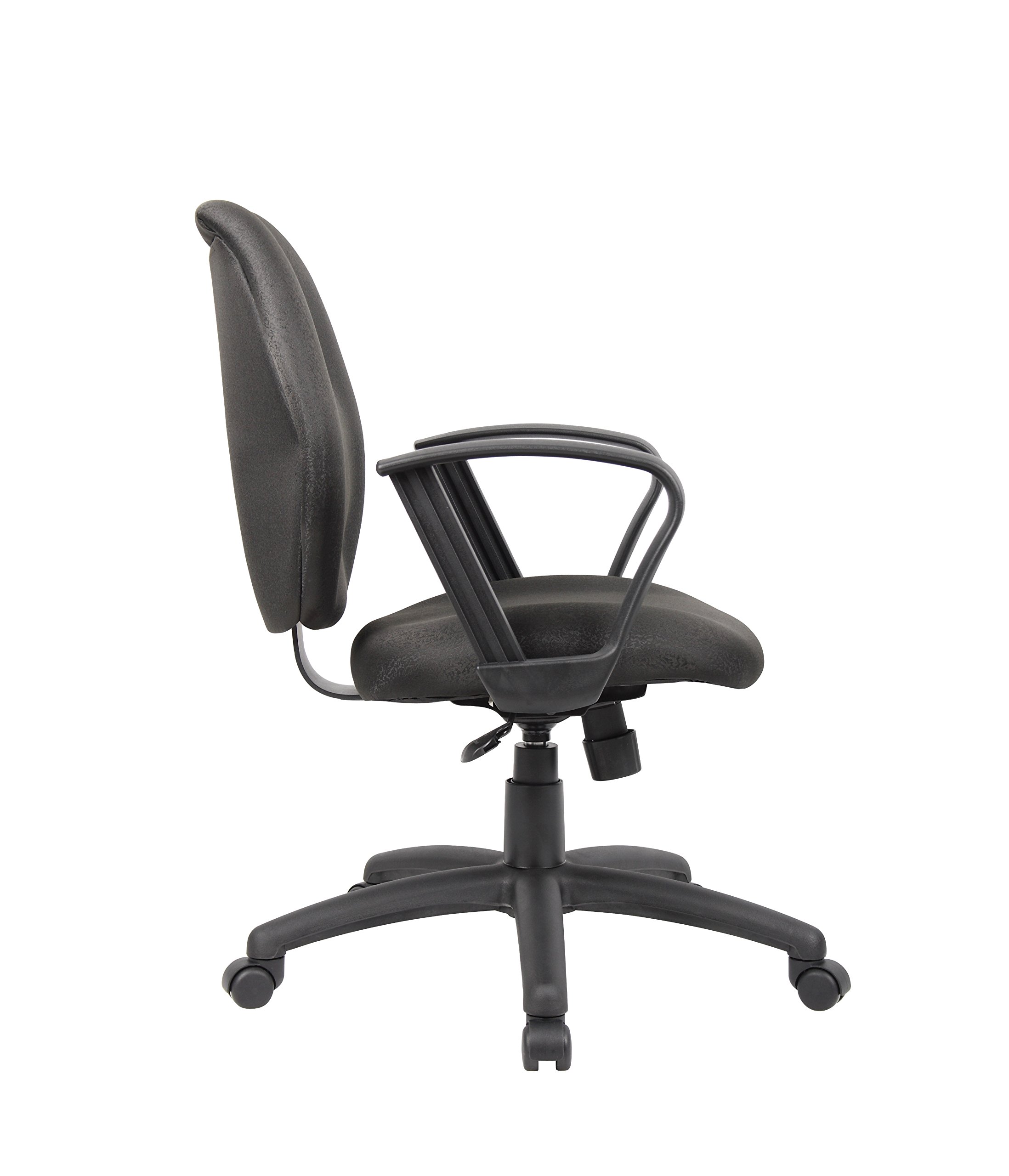 Boss Office Products Any Task Mid-Back Task Chair with Loop Arms in Black