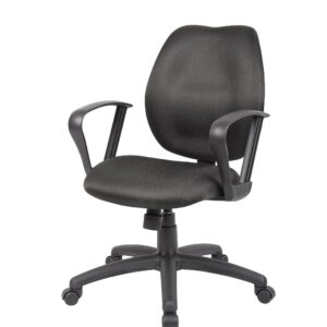 Boss Office Products Any Task Mid-Back Task Chair with Loop Arms in Black