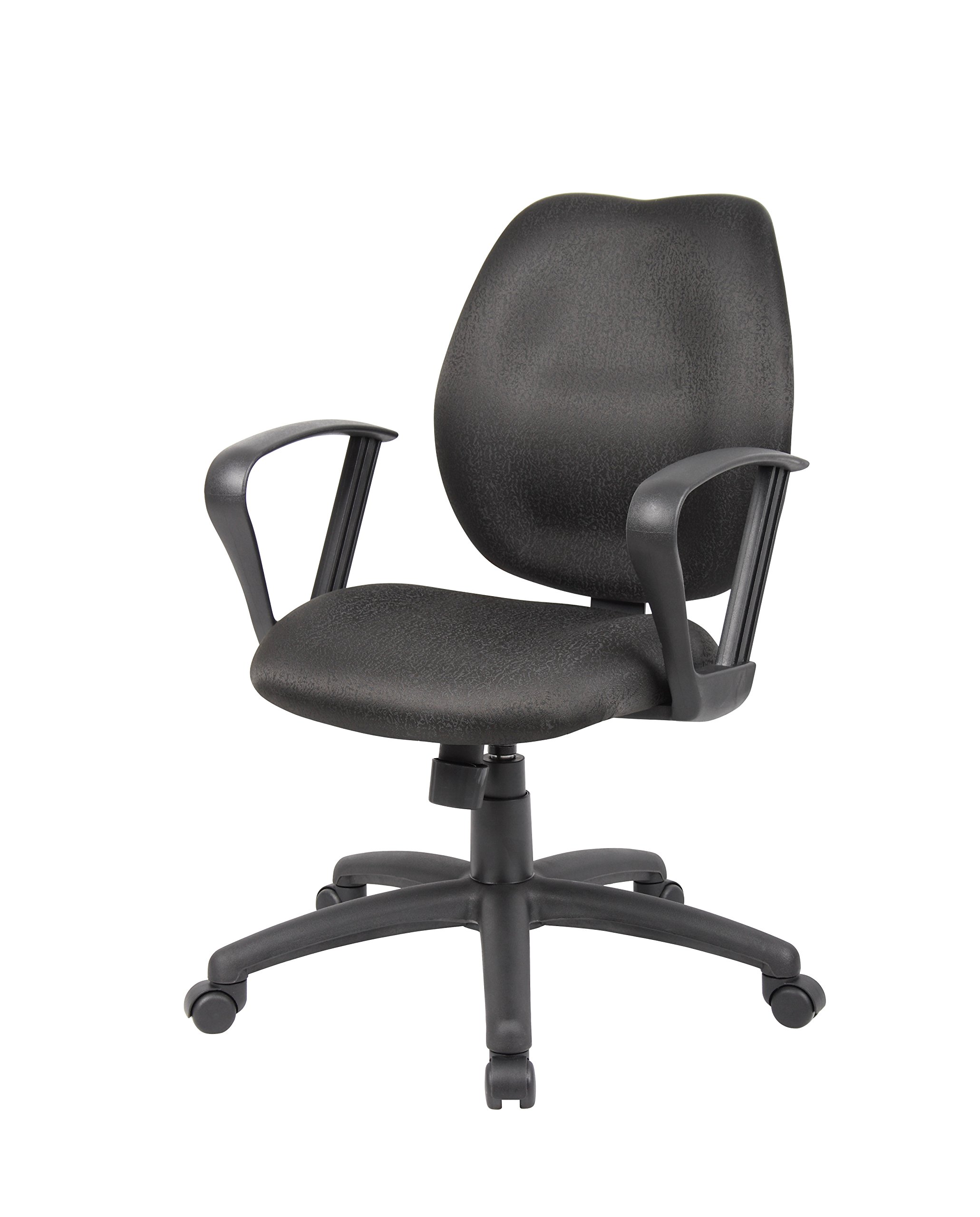 Boss Office Products Any Task Mid-Back Task Chair with Loop Arms in Black