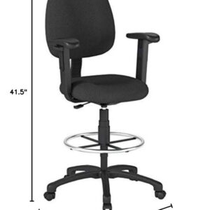 Boss Office Products Ergonomic Works Drafting Chair with Adjustable Arms in Black, 250