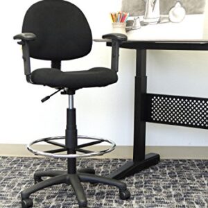 Boss Office Products Ergonomic Works Drafting Chair with Adjustable Arms in Black, 250