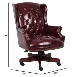 Boss Office Products Wingback Traditional Chair Vinyl in Burgundy