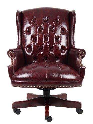 Boss Office Products Wingback Traditional Chair Vinyl in Burgundy