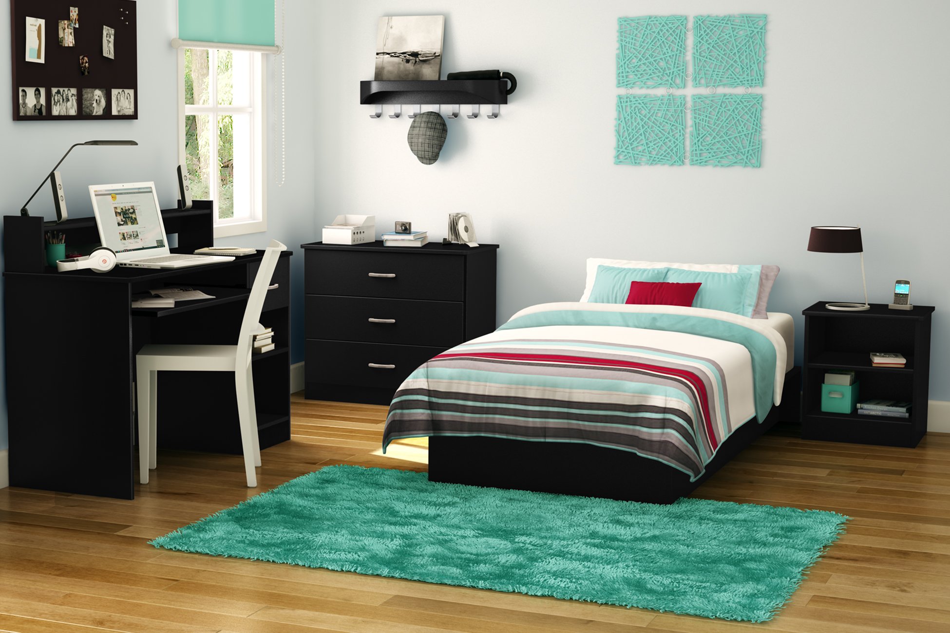 South Shore Libra Platform Bed, Twin, Pure Black