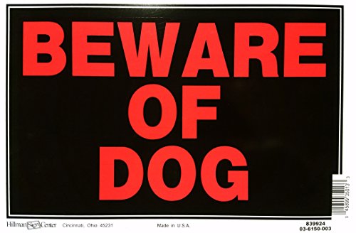 HILLMAN 839924 Beware of Dog Sign, Black and Red Plastic, 8x12 Inches 1-Sign