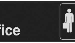 Hillman 841754 Black and White Plastic Self-Adhesive Office Sign (3" x 9")