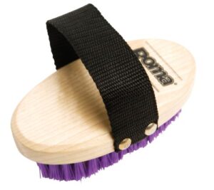 roma pony wood back body brush - purple, mini