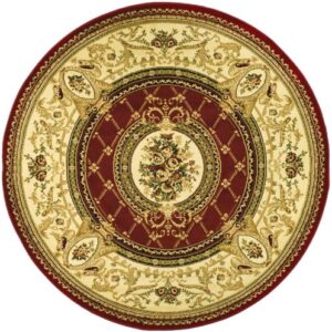 SAFAVIEH Lyndhurst Collection 5'3" Round Red / Ivory LNH223B Traditional European Non-Shedding Dining Room Entryway Foyer Living Room Bedroom Area Rug