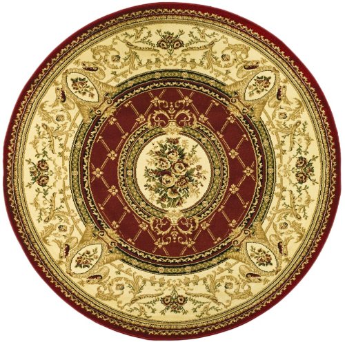 SAFAVIEH Lyndhurst Collection 5'3" Round Red / Ivory LNH223B Traditional European Non-Shedding Dining Room Entryway Foyer Living Room Bedroom Area Rug