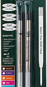 Monteverde Capless Gel Ballpoint Refill to Fit Parker Ballpoint Pens, Fine Point, Black, 2 per Pack (P422BK)