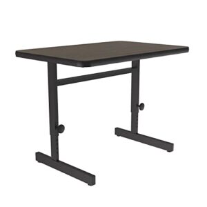 Correll 24"x48" Rectangular Adjustable Height Training Table, Computer Work Station Desk Walnut HP Laminate Top, Heavy Duty Steel Frame (CSA2448-01)