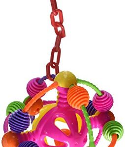 A&E Cage Company 001110 Happy Beaks Space Ball on a Chain Bird Toy Assorted, 7X14 in