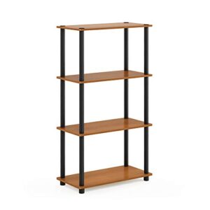 furinno (99557lc/bk) turn-n-tube 4-tier multipurpose shelf display rack - light cherry/black