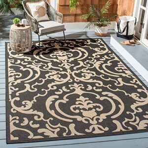 safavieh courtyard collection 6'7" x 9'6" black / sand cy2663 indoor/ outdoor waterproof easy-cleaning patio backyard mudroom area-rug