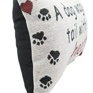 A Dog Wags Its Tail With Its Heart Throw Pillow - USA Made - 12-1/2 by 8-1/2-Inch