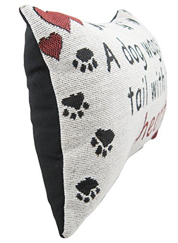 A Dog Wags Its Tail With Its Heart Throw Pillow - USA Made - 12-1/2 by 8-1/2-Inch