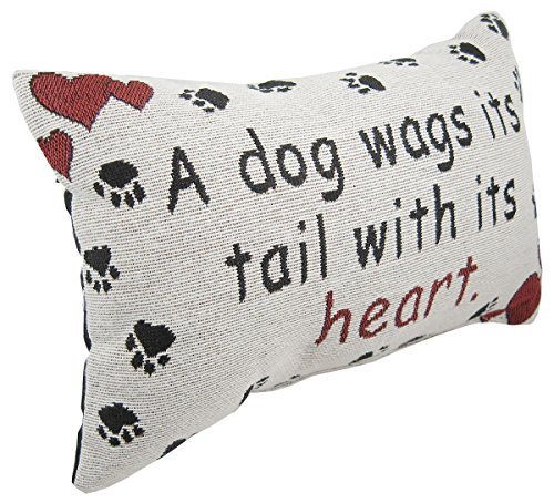 A Dog Wags Its Tail With Its Heart Throw Pillow - USA Made - 12-1/2 by 8-1/2-Inch