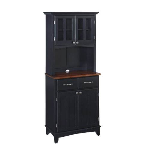 Buffet of Buffet Black with Cherry Wood Top with Hutch by Home Styles